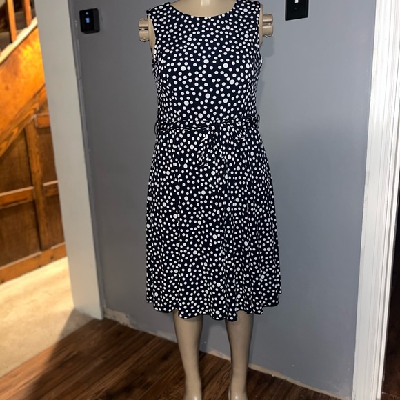 Christopher & Banks | Dresses | Christopher Banks Blue Polka Dot Dress ...